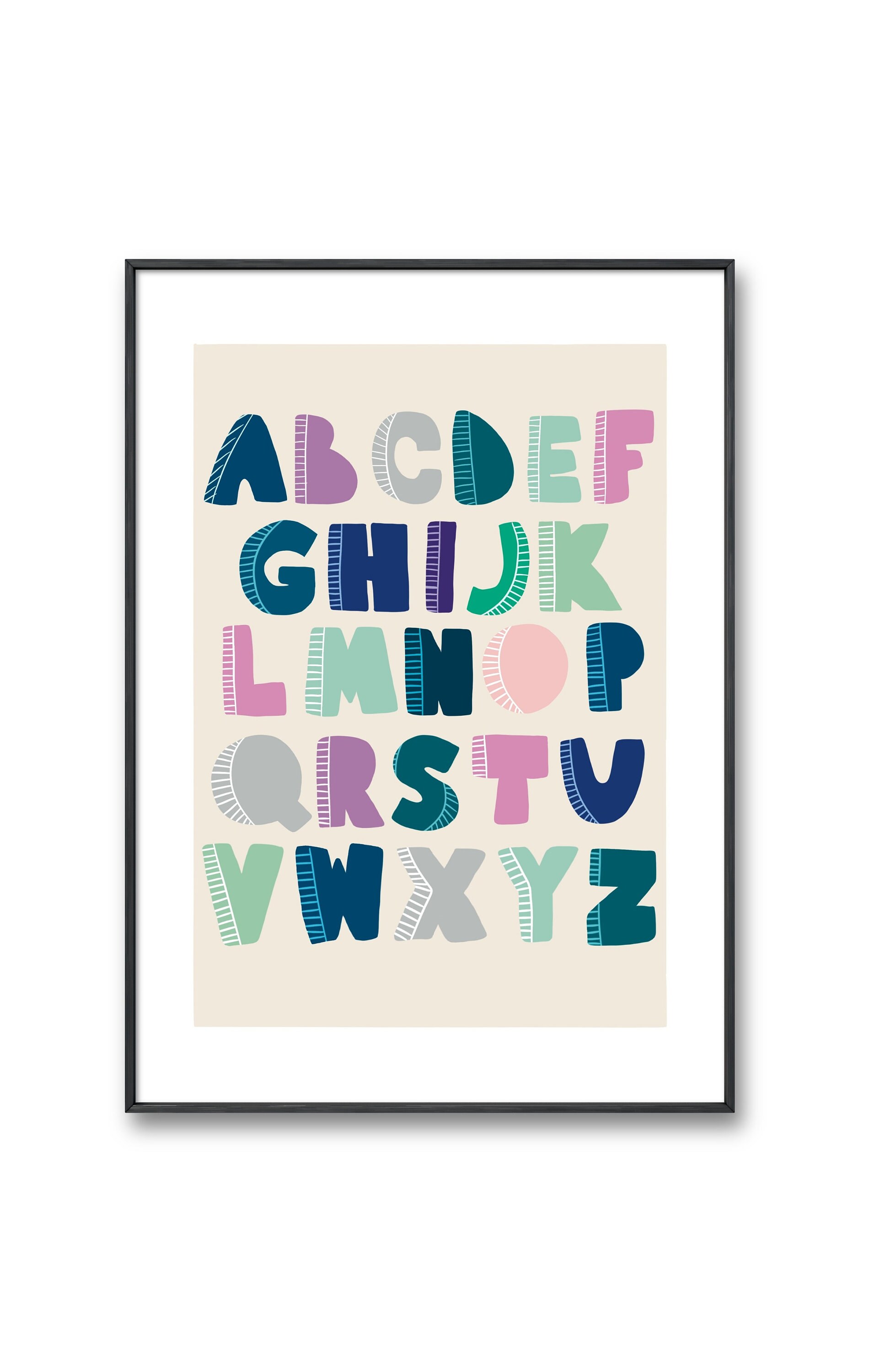 Alphabet Poster Art Childrens Wall Art Alphabet Illustration Hand Drawn ...