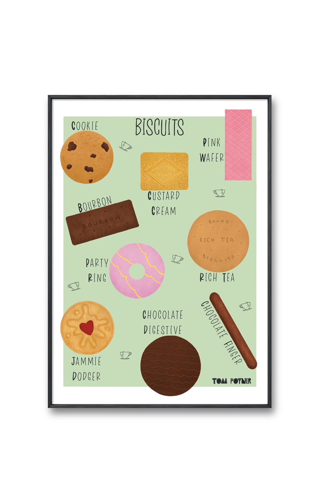 Biscuit Poster Art Childrens Wall Art Biscuits Illustration Kitchen ...