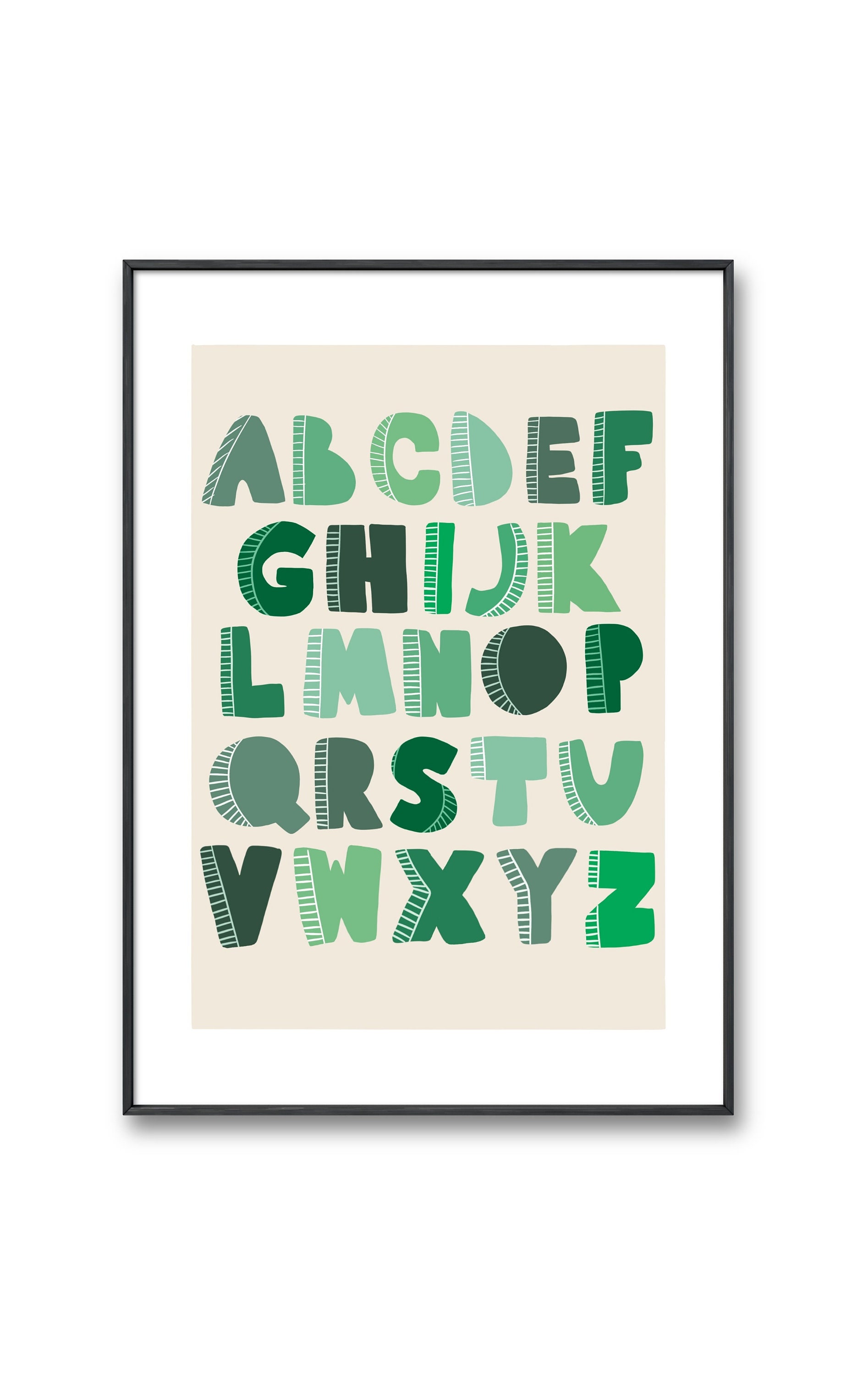 Alphabet Poster Art Childrens Wall Art Alphabet Illustration Hand Drawn ...
