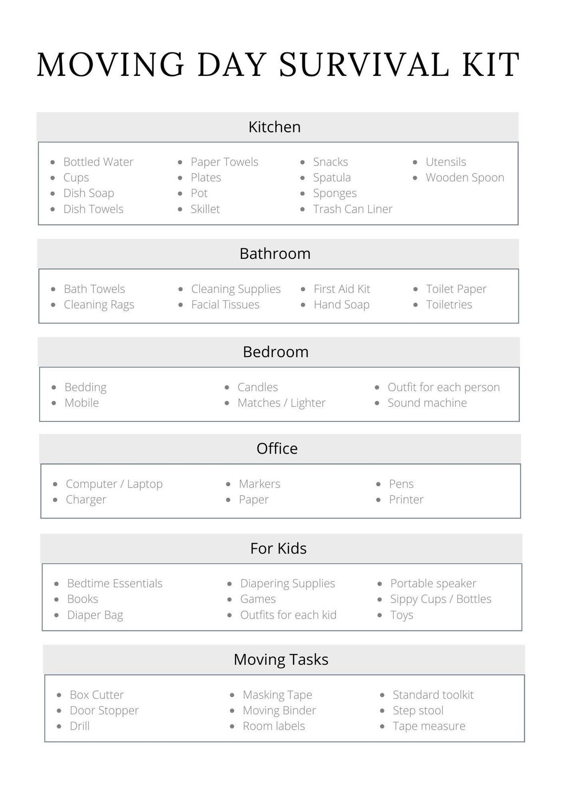 Relocation Planner and Moving Guide With Checklist | Editable Canva ...