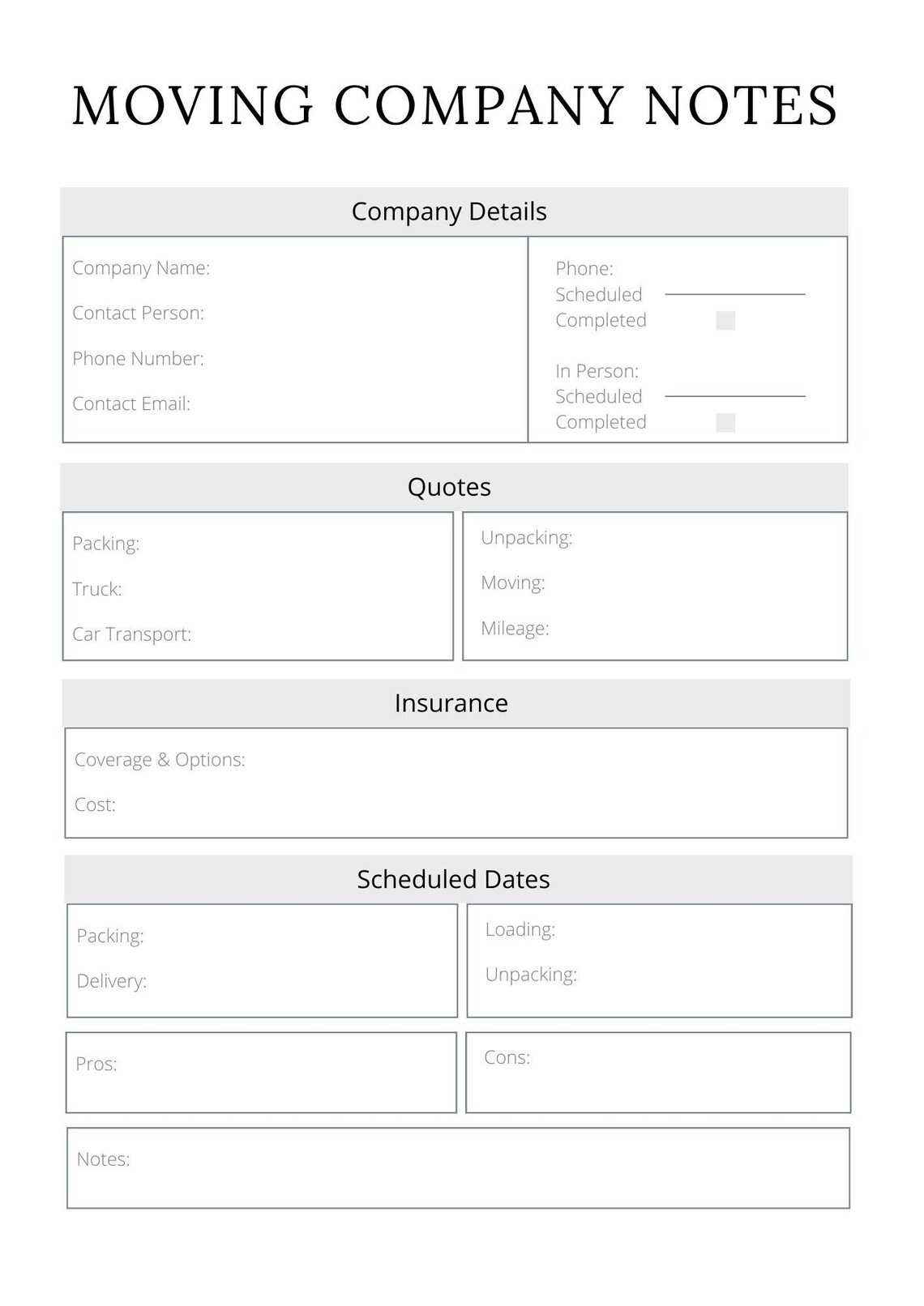 Relocation Planner and Moving Guide With Checklist | Editable Canva ...