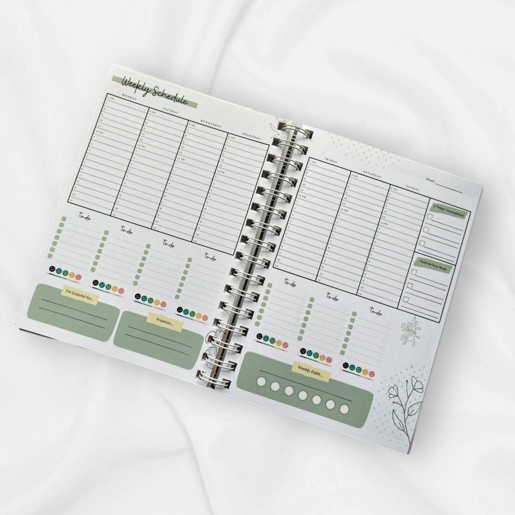 12-month Spiralbound Daily Planner - Monthly Overview/routine/weekly ...