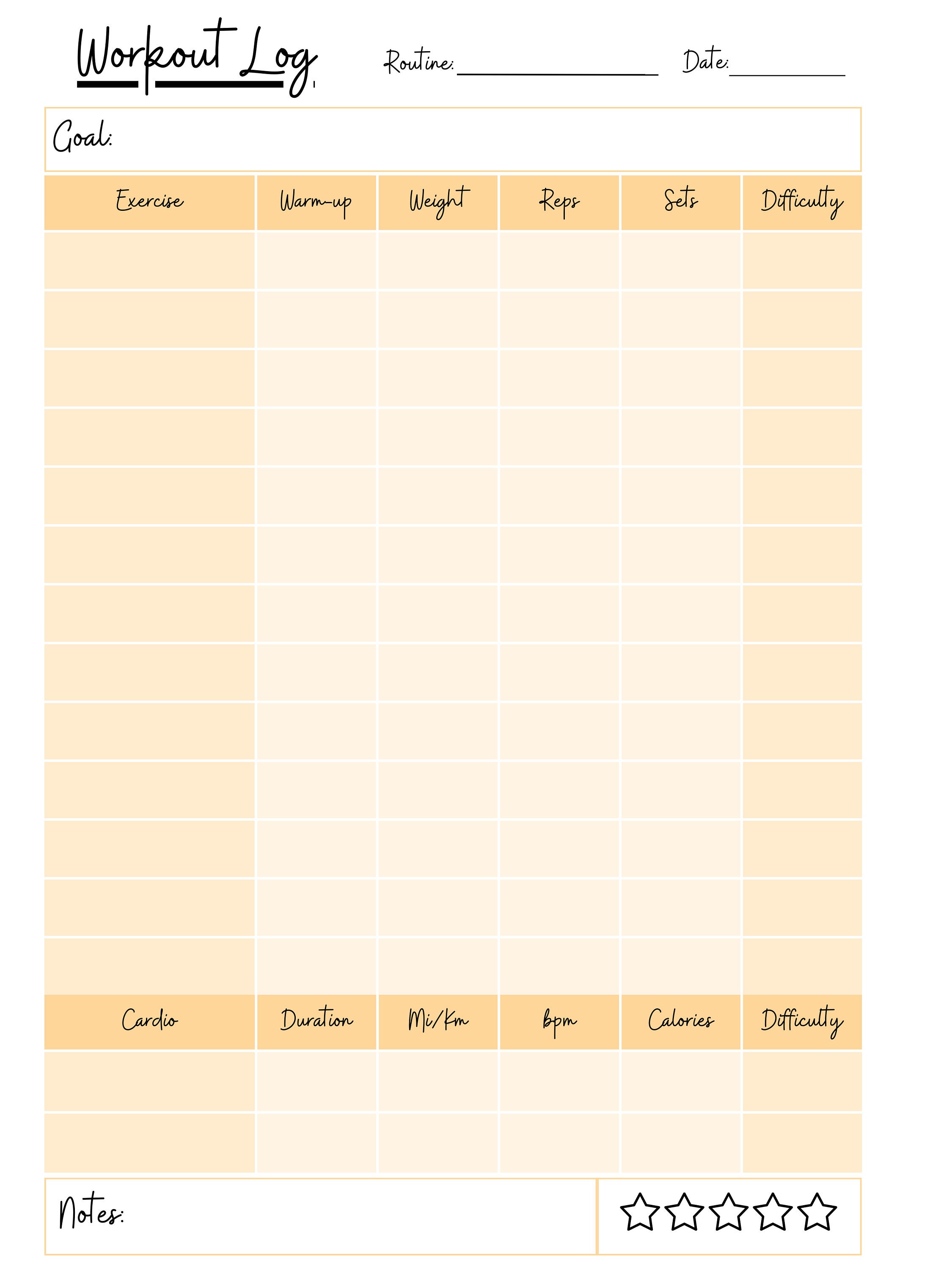 Printable A5 Fitness Planner Routine Page, 3 Month AND 1 Month Goals ...