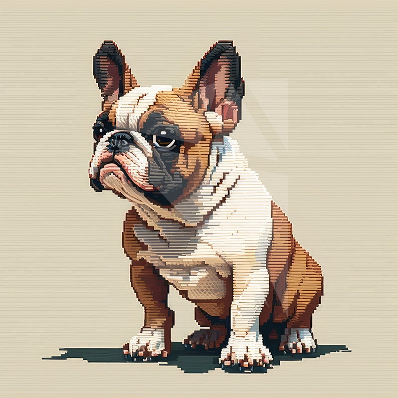 Bulldog francés Pixel Art Print - Etsy México