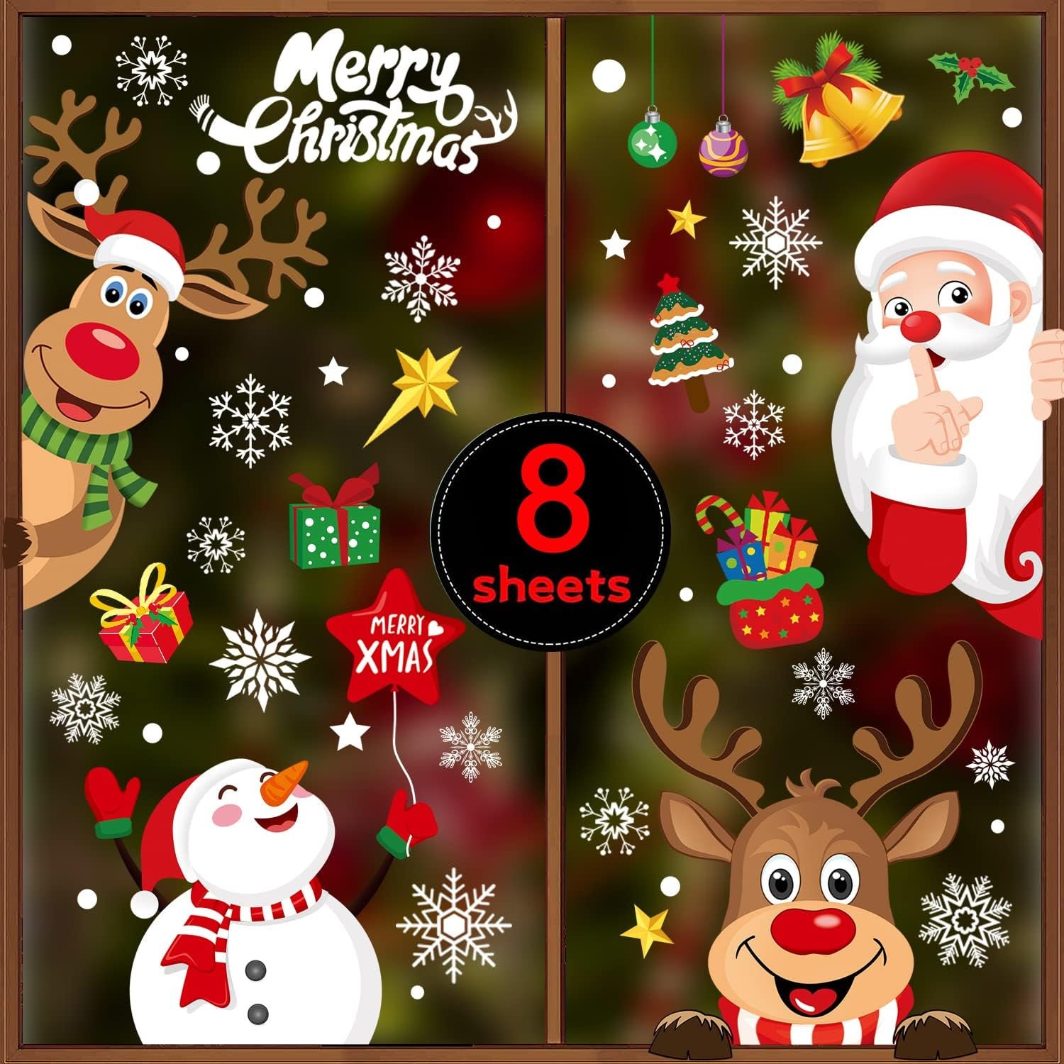 Christmas Window Stickers 256PCS, Christmas Decals for Glass Reusable ...