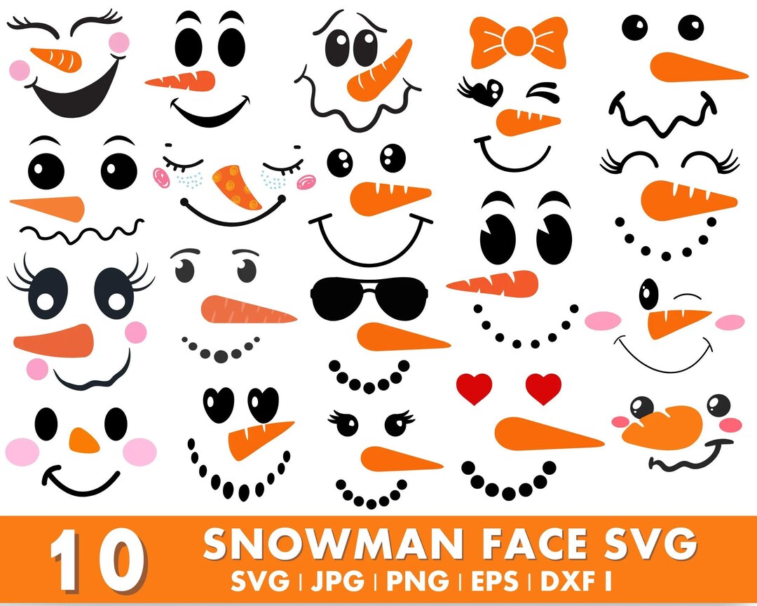 Cute Snowman Svg,christmas Svg, Snowmen Face Png, Christmas Snowman Svg ...