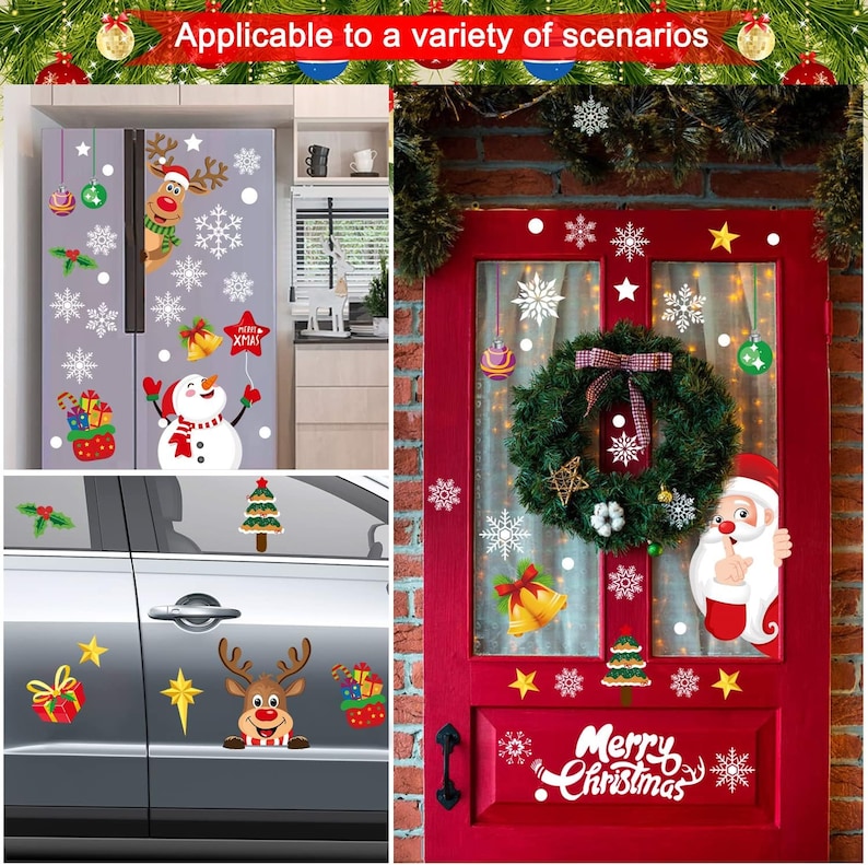 Christmas Window Stickers 256PCS, Christmas Decals for Glass Reusable ...