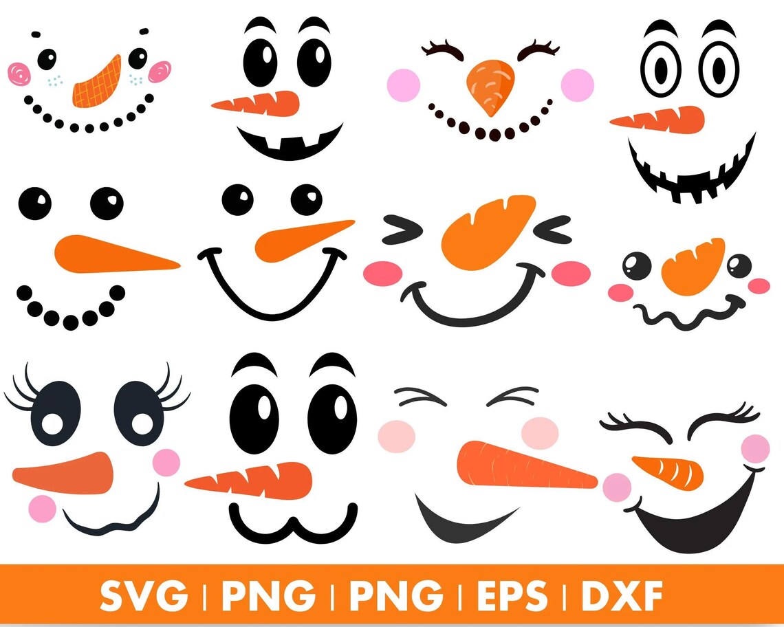 Cute Snowman Svg,christmas Svg, Snowmen Face Png, Christmas Snowman Svg ...