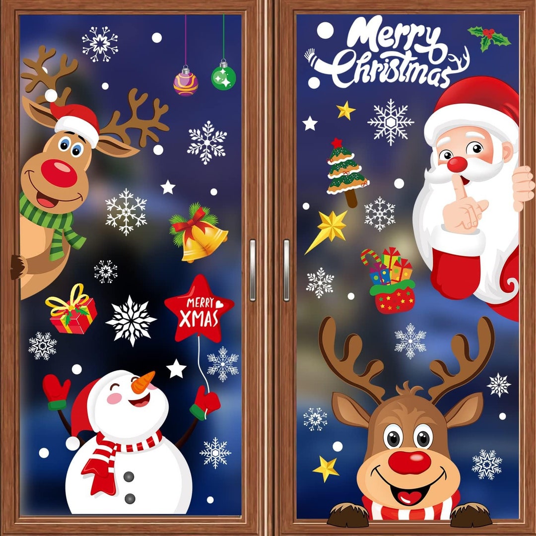 Christmas Window Stickers 256PCS, Christmas Decals for Glass Reusable ...