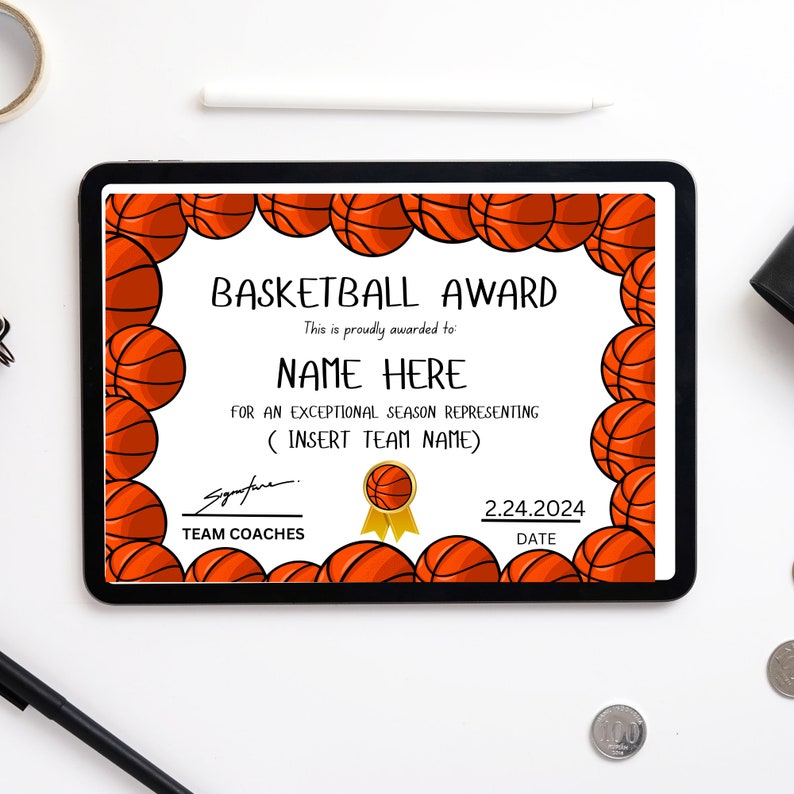 Basketball Certificate Template Personalized Diploma Certificate ...