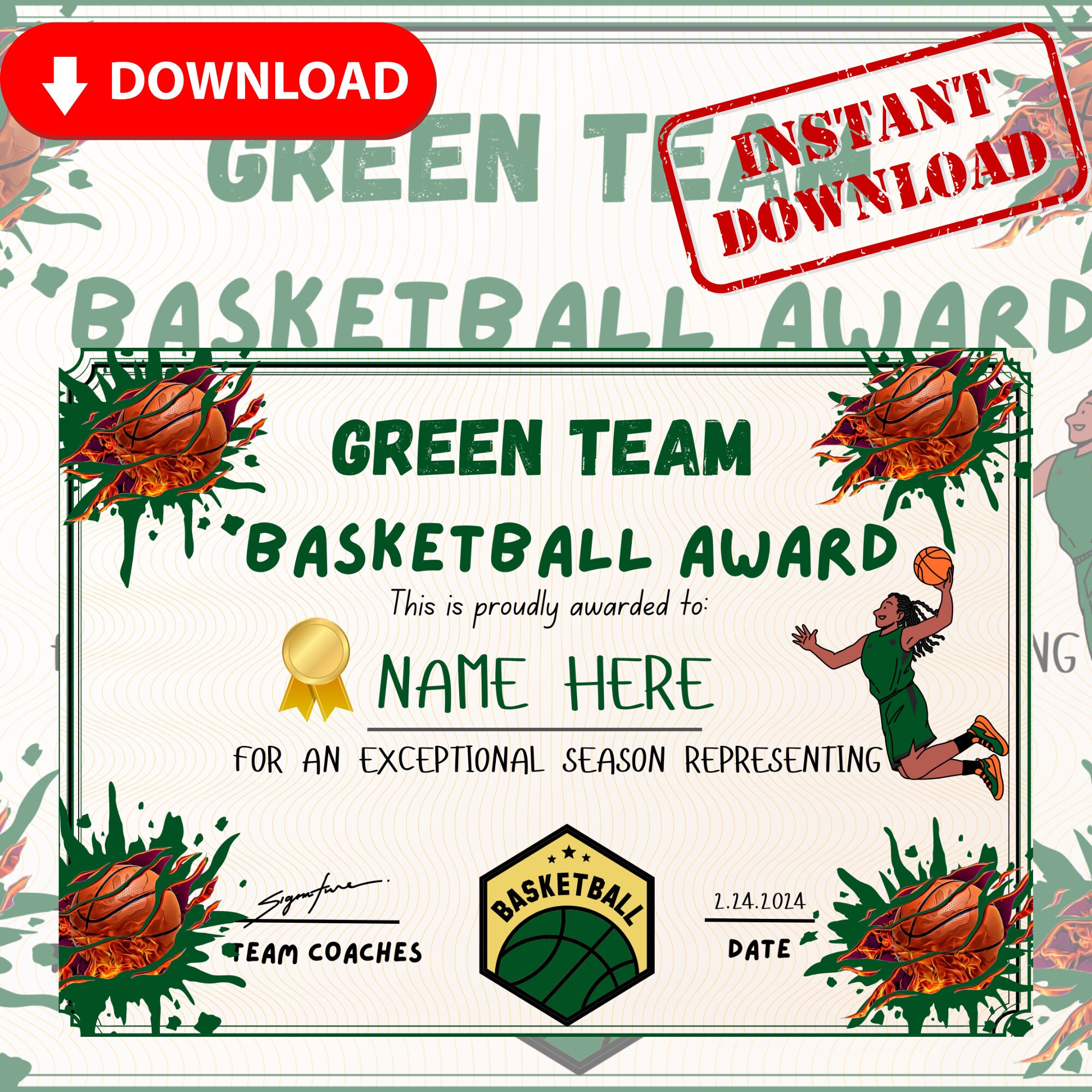 Basketball Certificate Template Personalized Diploma Certificate ...