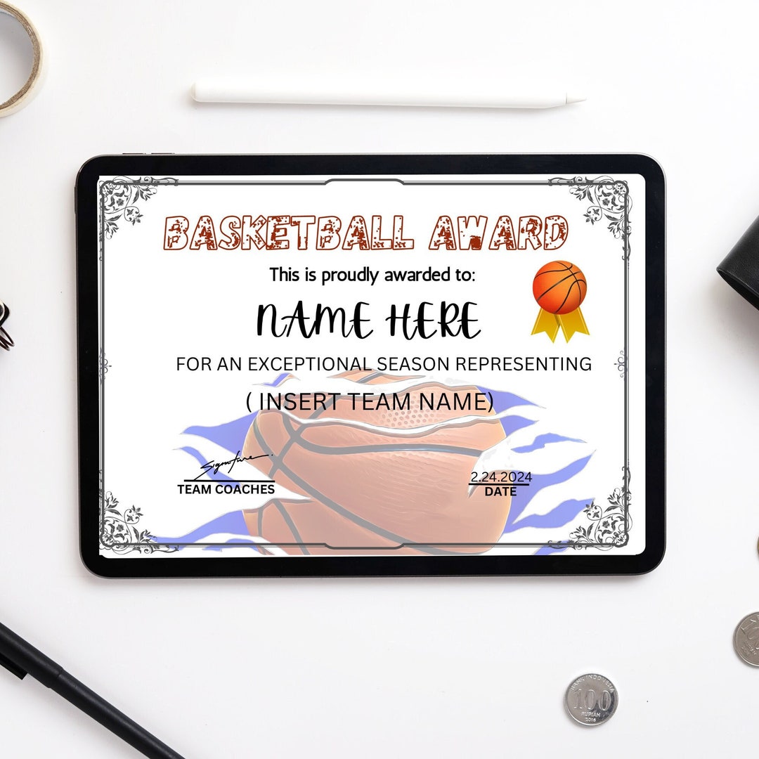 Basketball Certificate Template Personalized Diploma Certificate ...