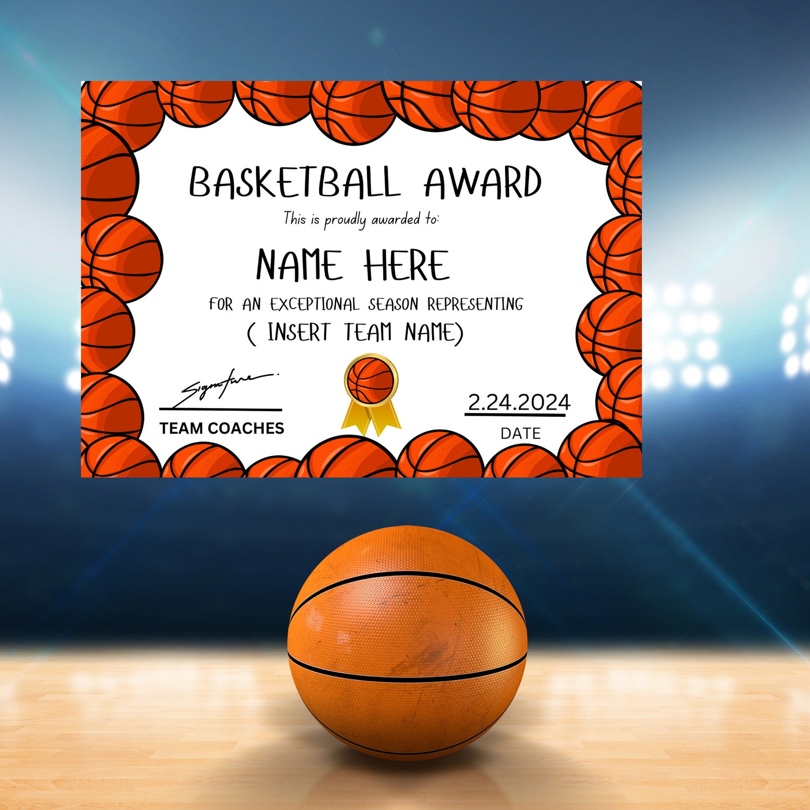 Basketball Certificate Template Personalized Diploma Certificate ...