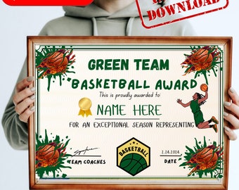 Basketball Certificate Template Personalized Diploma Certificate ...