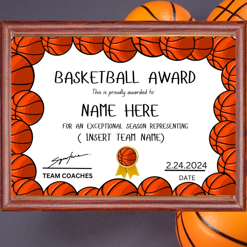 Basketball Certificate Template Personalized Diploma Certificate ...