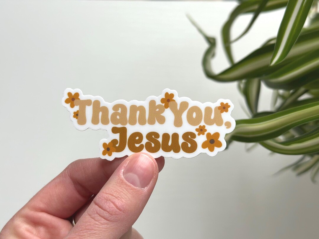 Thank You Jesus Sticker: Retro Groovy Sunflower Christian Decal - Etsy