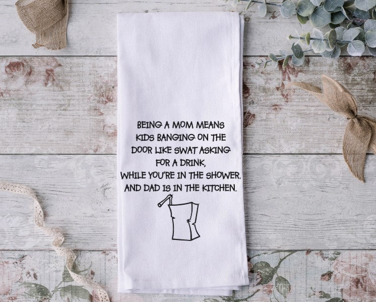 Mom SWAT Shower Tea Towel Inappropriate Funny Quirky Kitchen Towel ...