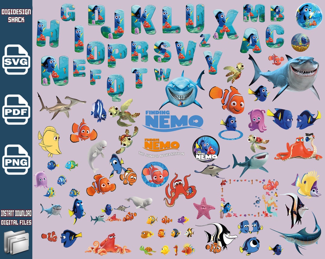 Buy 200 Finding Nemo Files SVG Bundle Layered, Nemo Letters, Nemo Png ...