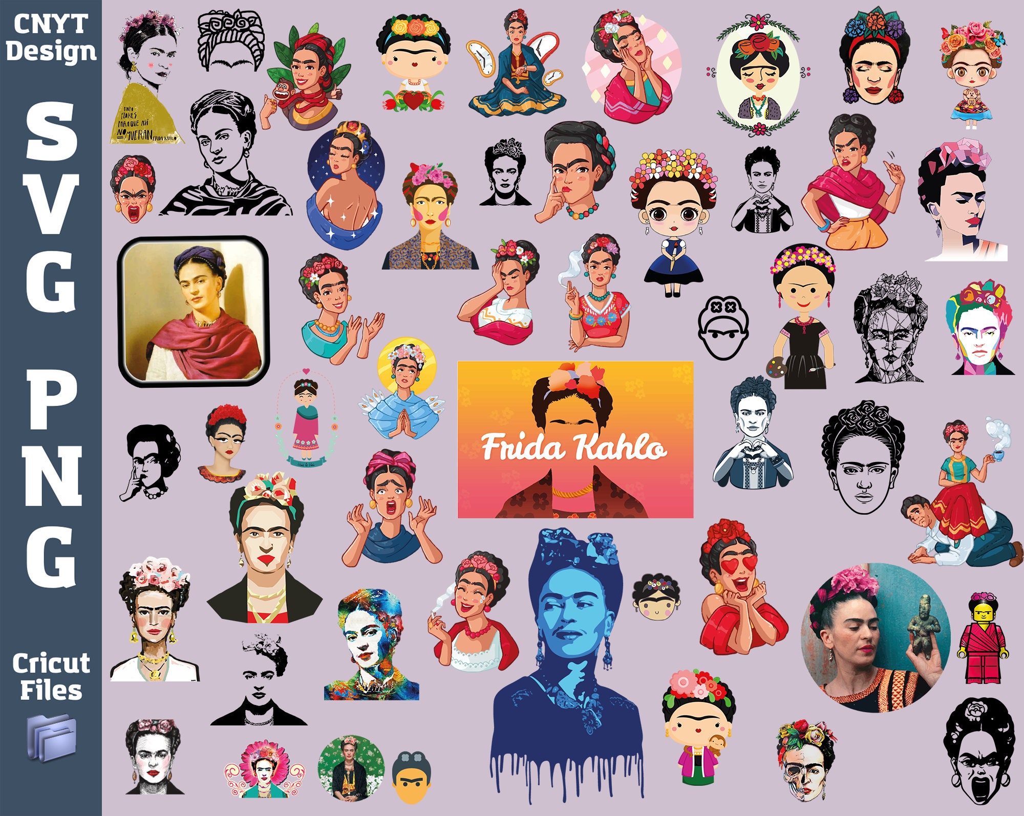 Buy 150 Frida Kahlo SVG-PDF-PNG Files Kahlo Svg Frida Kahlo Online in ...