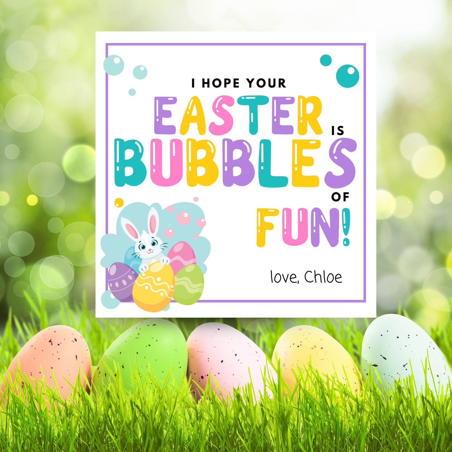 Printable Easter Bubbles Gift Tag, Hope Your Easter is Bubbles of Fun ...