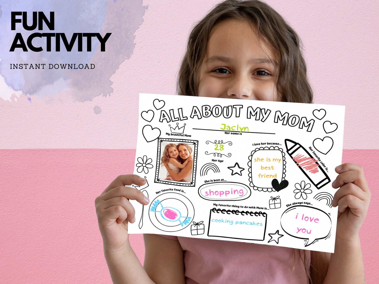 All About My Mom | Mum | Fill in the Blank Printable for Mother's Day ...