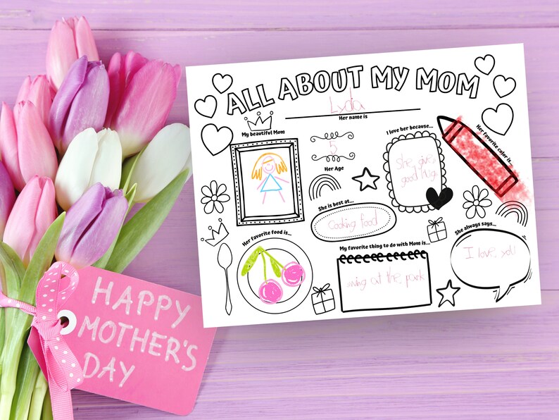 All About My Mom | Mum | Fill in the Blank Printable for Mother's Day ...
