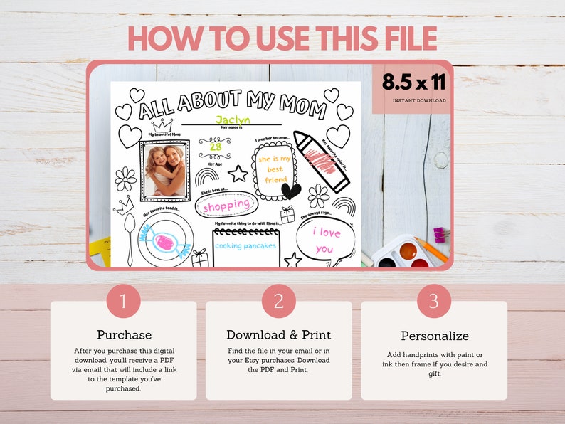 All About My Mom Mum Fill in the Blank Printable for Mother's Day ...