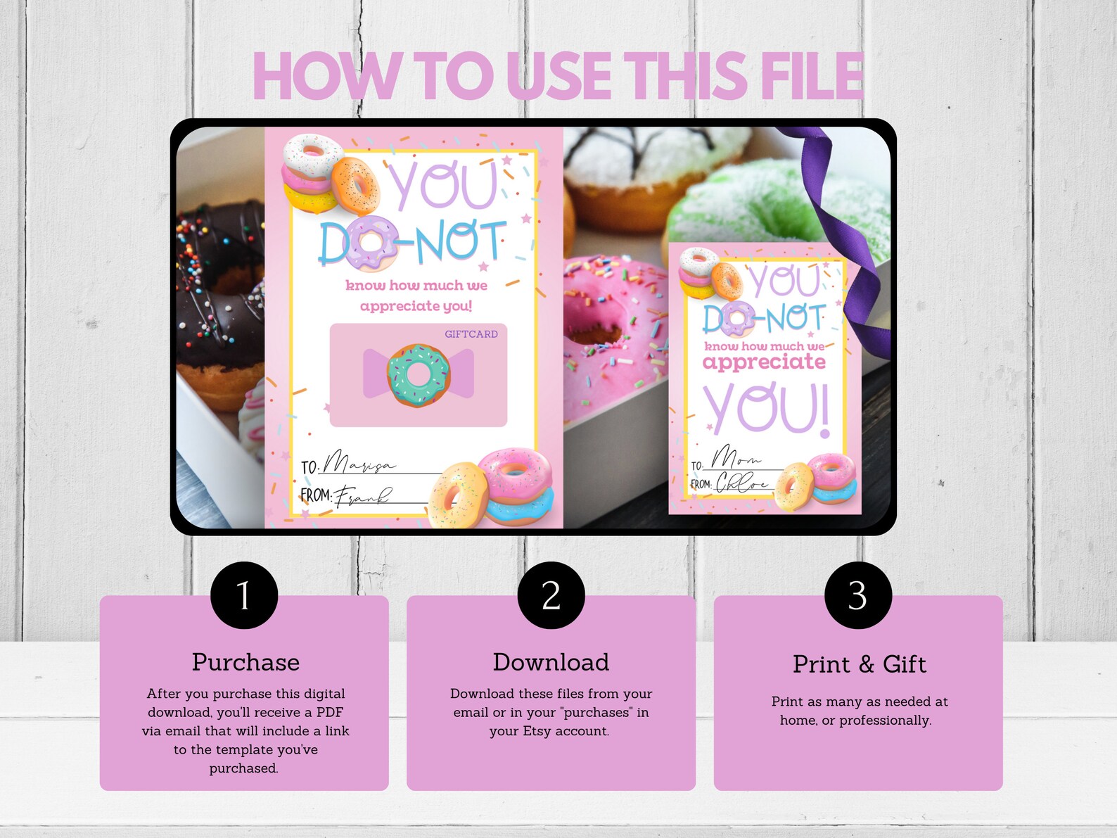 Printable Gift Card Holder You Donut Know How Much We Appreciate You ...