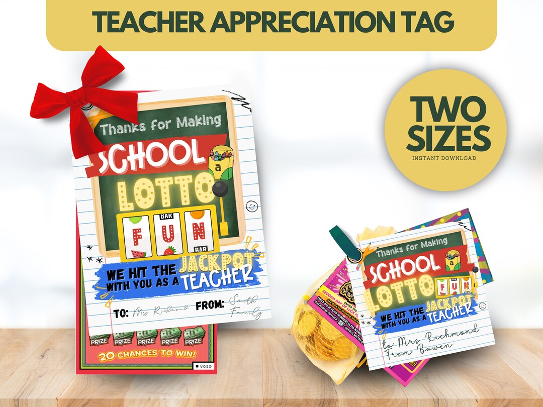 Teacher Appreciation Lottery Ticket Gift Tag Printable (digital ...