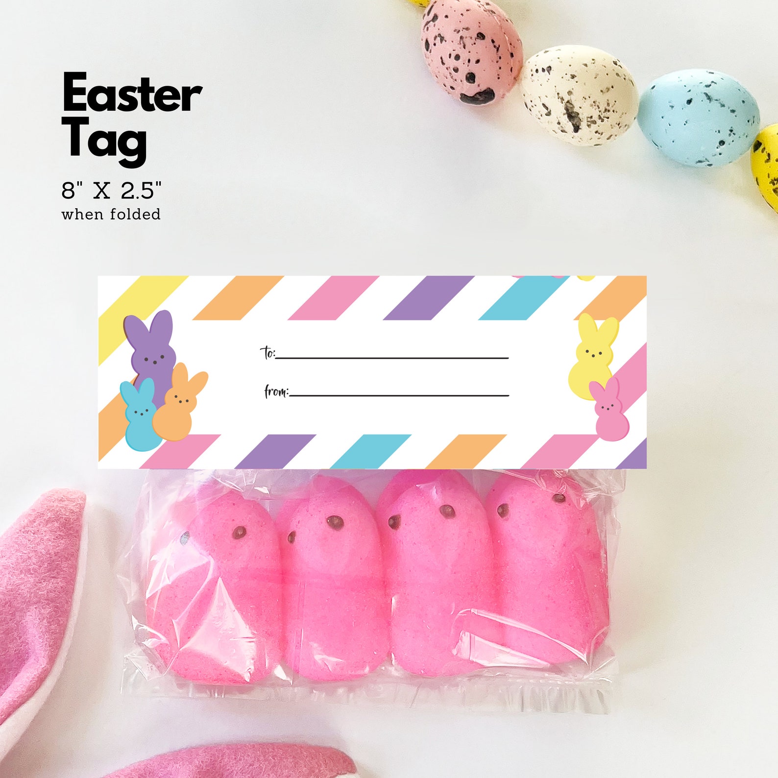 Treats for My Peeps Gift Tag Printable Easter Bunny Treat Bag Toppers ...