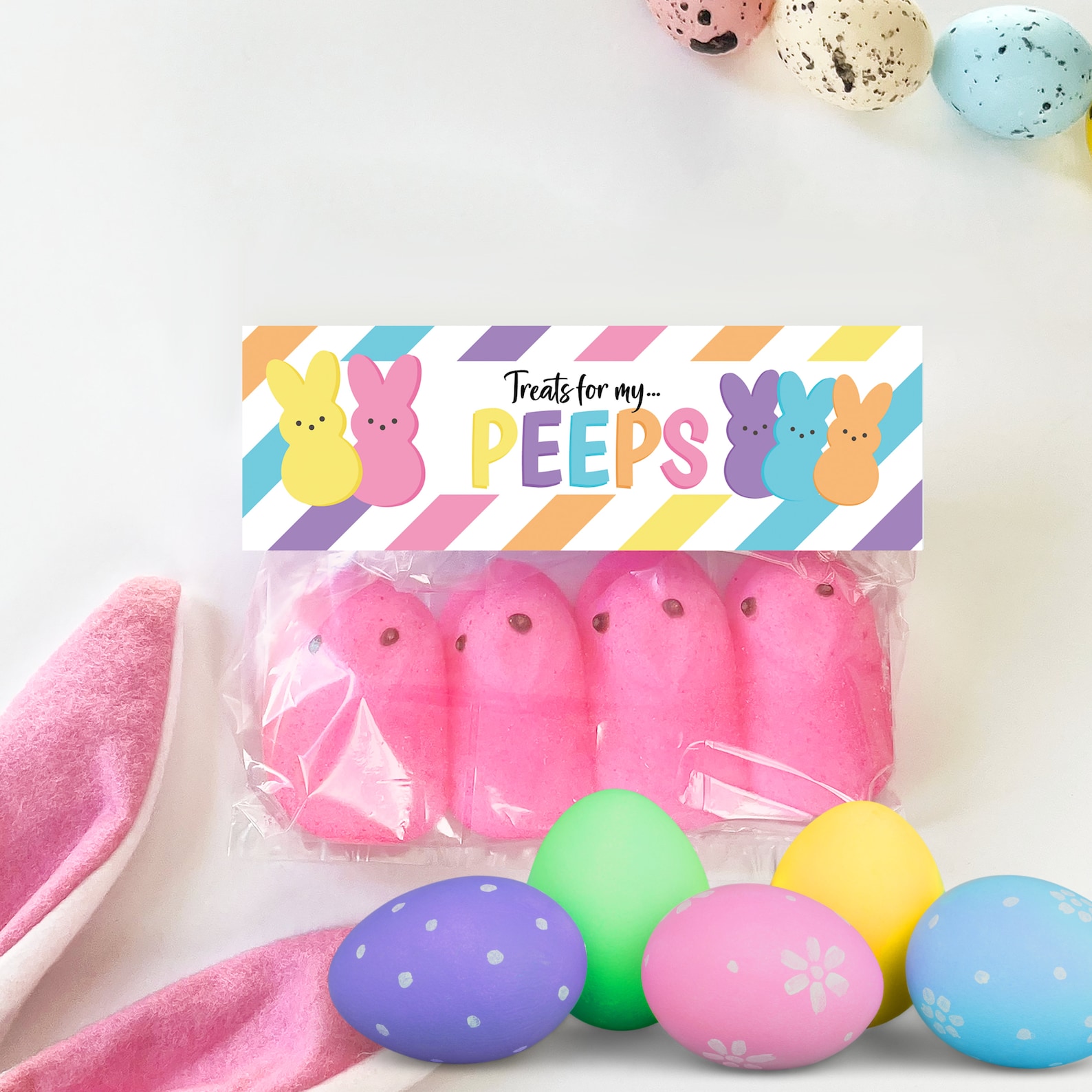 Treats for My Peeps Gift Tag Printable Easter Bunny Treat Bag Toppers ...