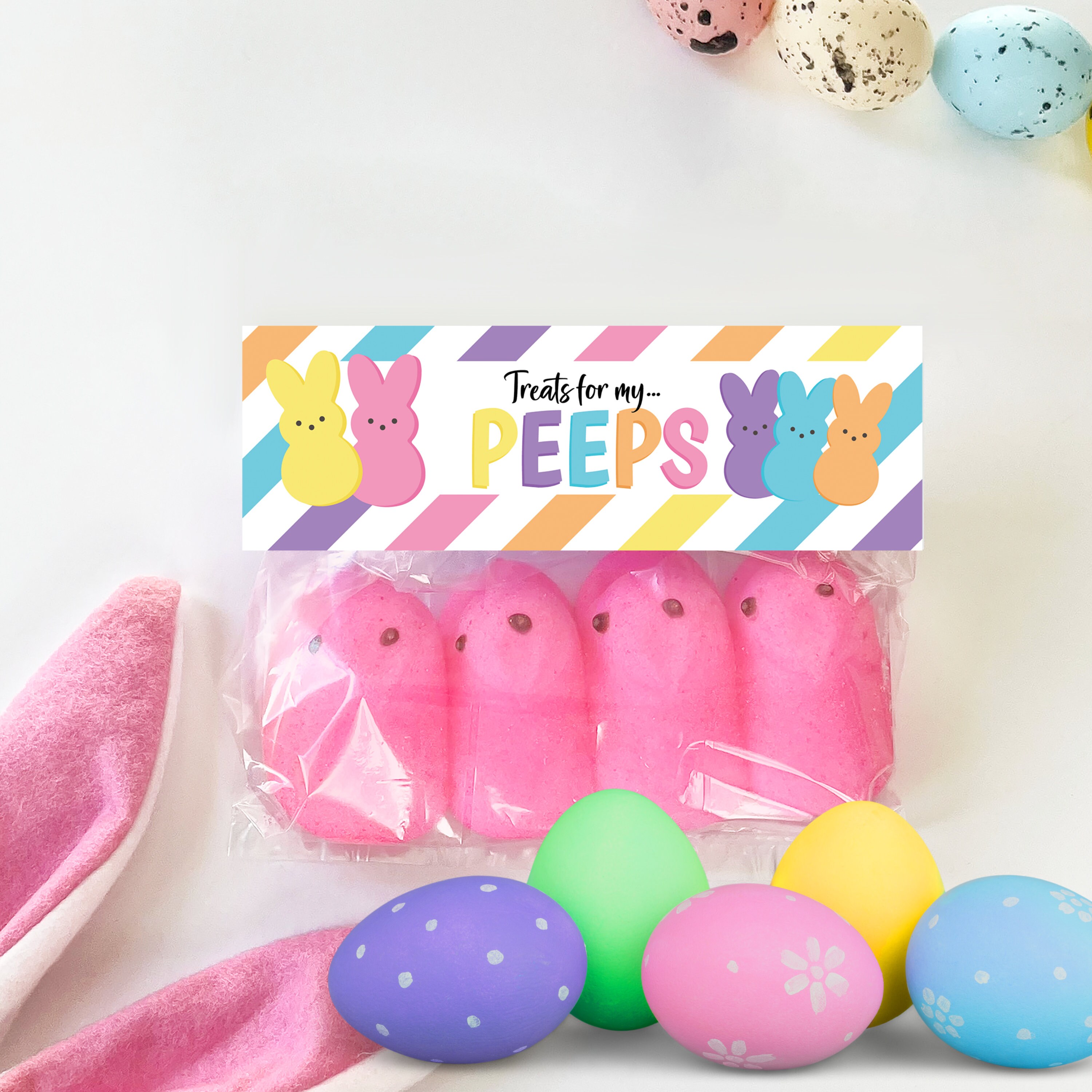 Treats for My Peeps Gift Tag Printable Easter Bunny Treat Bag Toppers ...