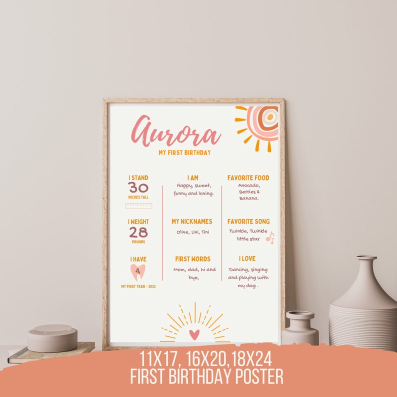 Sun First Birthday Milestones Sign Printable Boho Sunshine - Etsy