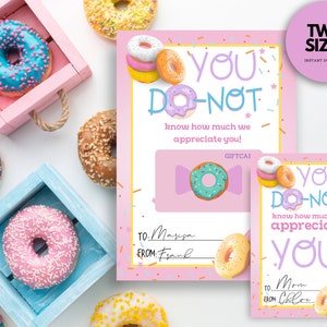 Printable Gift Card Holder | You Donut Know How Much We Appreciate You ...
