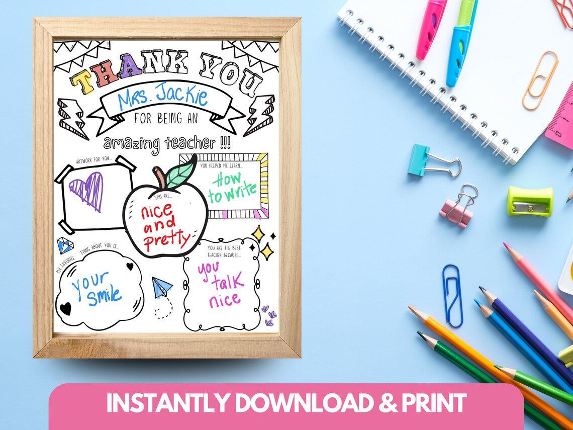 Teacher Appreciation Week Printable Teacher Appreciation Gift Thank You ...