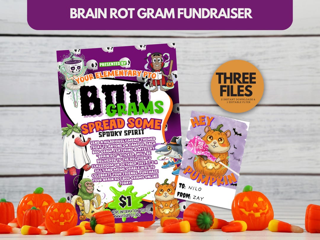 Italian Brain Rot Halloween Fundraiser Flyer + Treat Tags (editable ...
