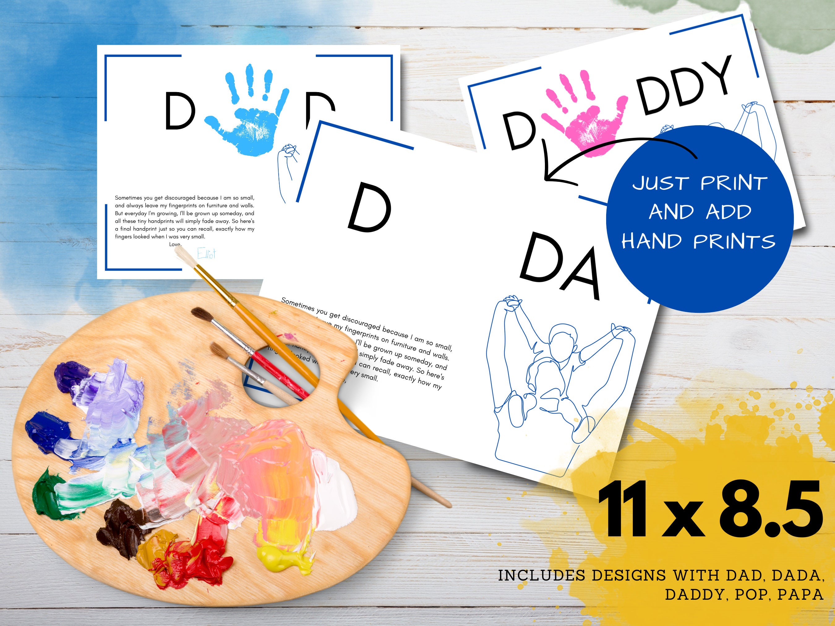Father's Day Handprint Card Daddy Handprint Art Kids Baby Toddler ...