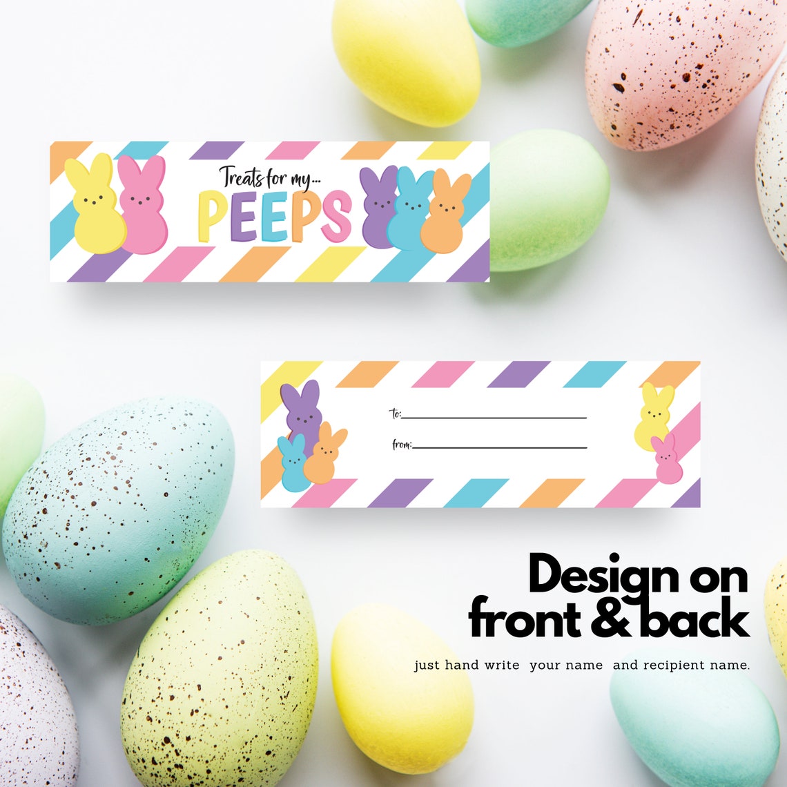 Treats for My Peeps Gift Tag Printable Easter Bunny Treat Bag Toppers ...