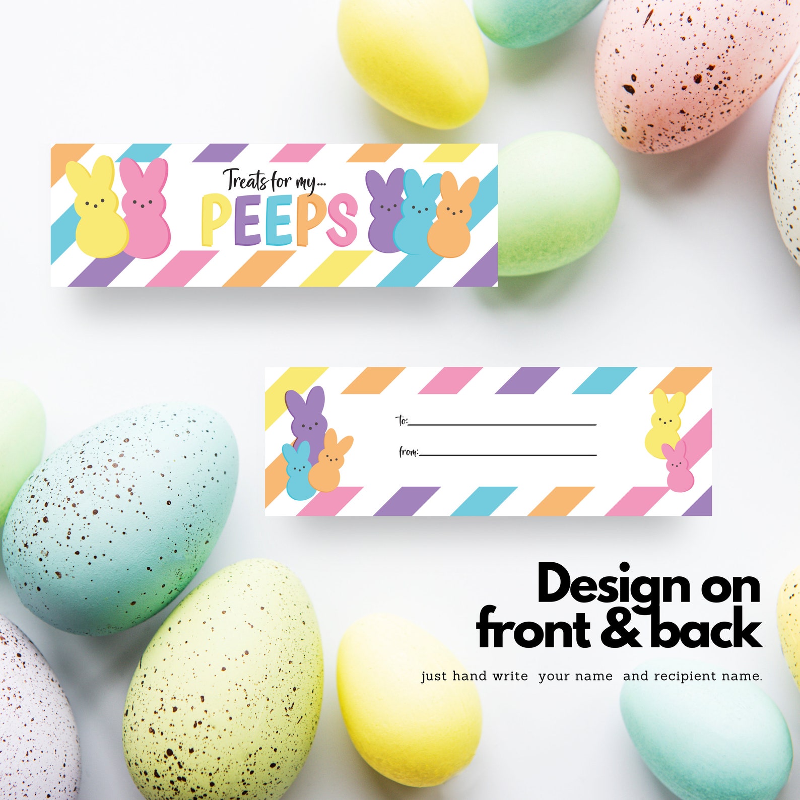 Treats for My Peeps Gift Tag Printable Easter Bunny Treat Bag Toppers ...