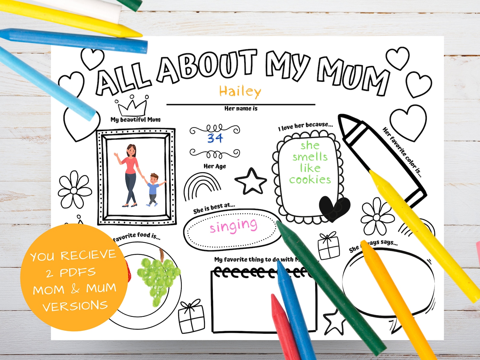 All About My Mom | Mum | Fill in the Blank Printable for Mother's Day ...