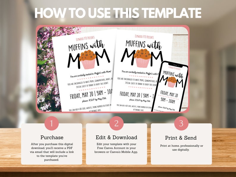 Editable Muffins With Mom Invitation Template: Canva PTO School Event ...
