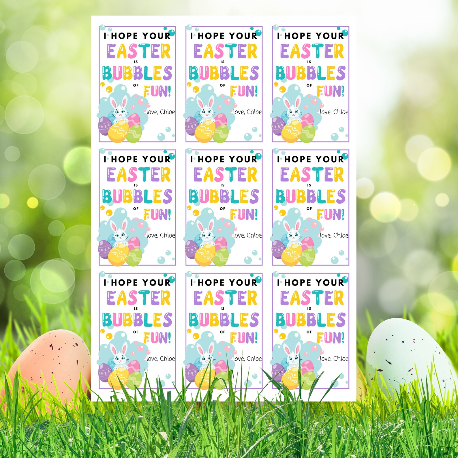 Printable Easter Bubbles Gift Tag, Hope Your Easter is Bubbles of Fun ...