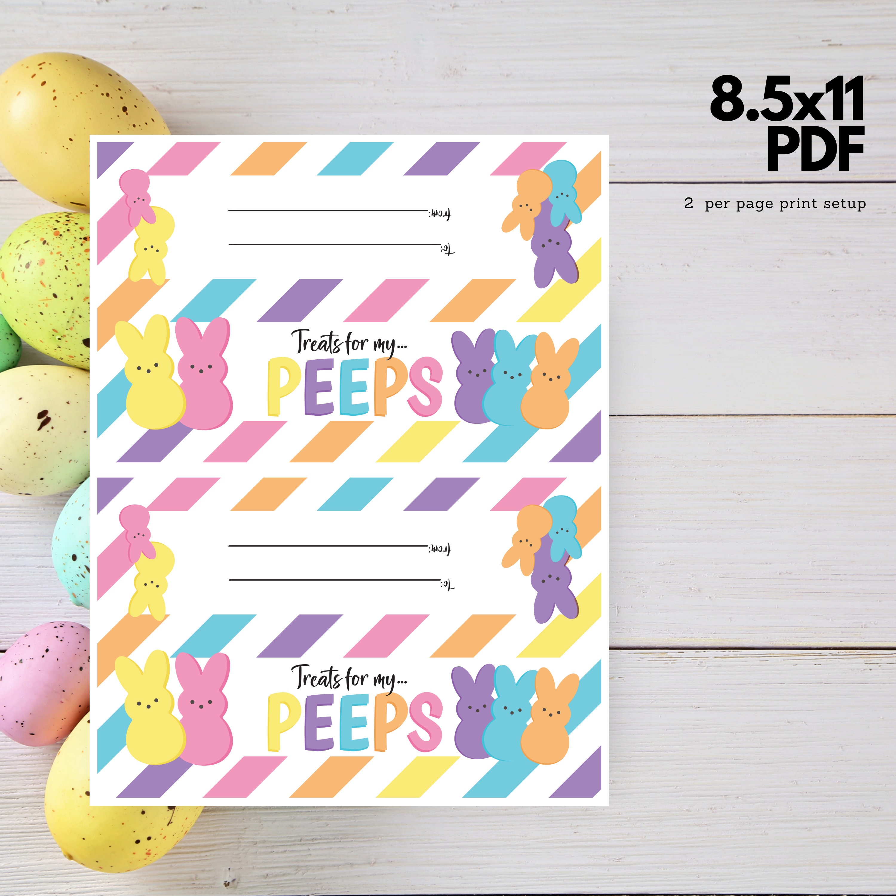 Treats for My Peeps Gift Tag Printable Easter Bunny Treat Bag Toppers ...