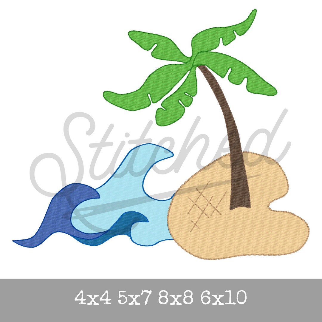 Palm Tree Island Bean Stitch Applique 4x4 5x7 8x8 6x10 - Etsy