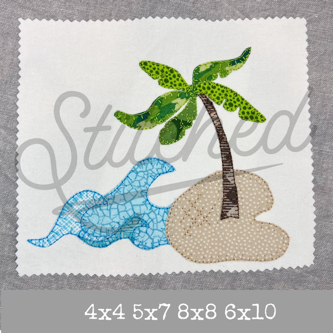 Palm Tree Island Blanket Stitch Applique 4x4 5x7 8x8 6x10 - Etsy