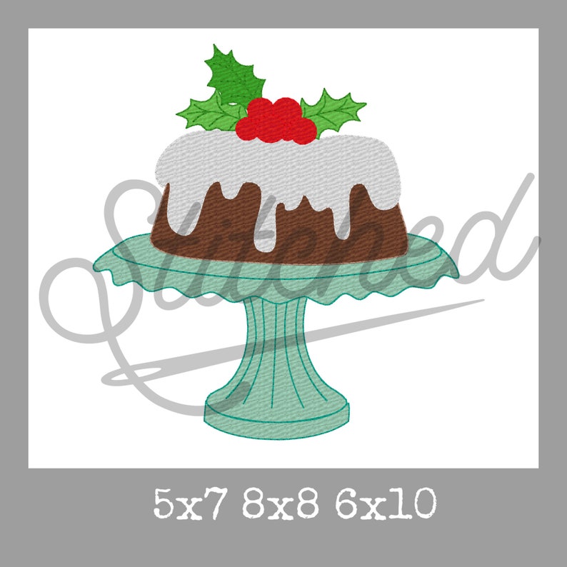 Holiday Plum Pudding Bean Stitch Applique 5x7 8x8 6x10 - Etsy