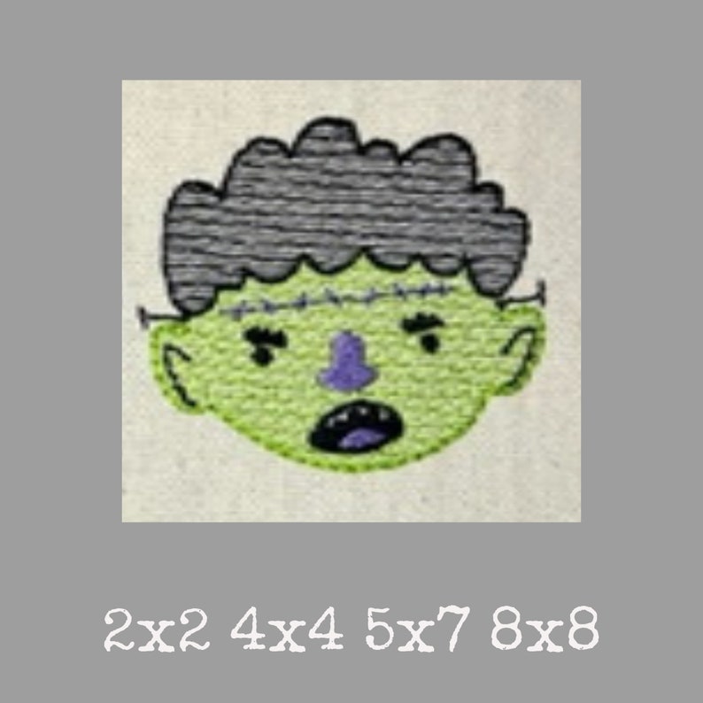 Frankenstein Halloween Monster Sketch Embroidery Design 2x2 4x4 5x7 8x8 ...