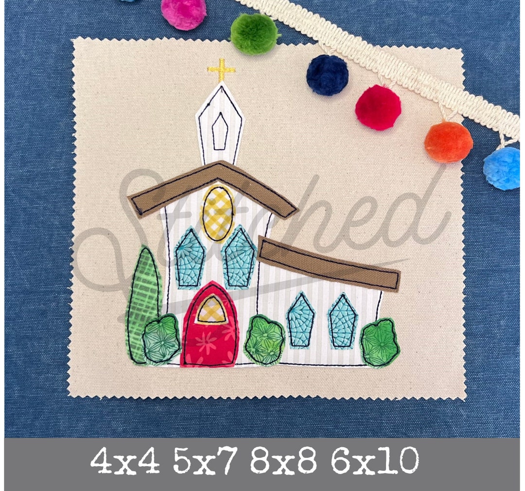 Simple Church Bean Stitch Applique 5x7 8x8 6x10 - Etsy