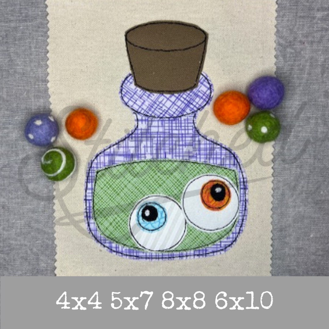 Eyeball Potion Halloween Bean Stitch Applique 4x4 5x7 8x8 6x10 - Etsy