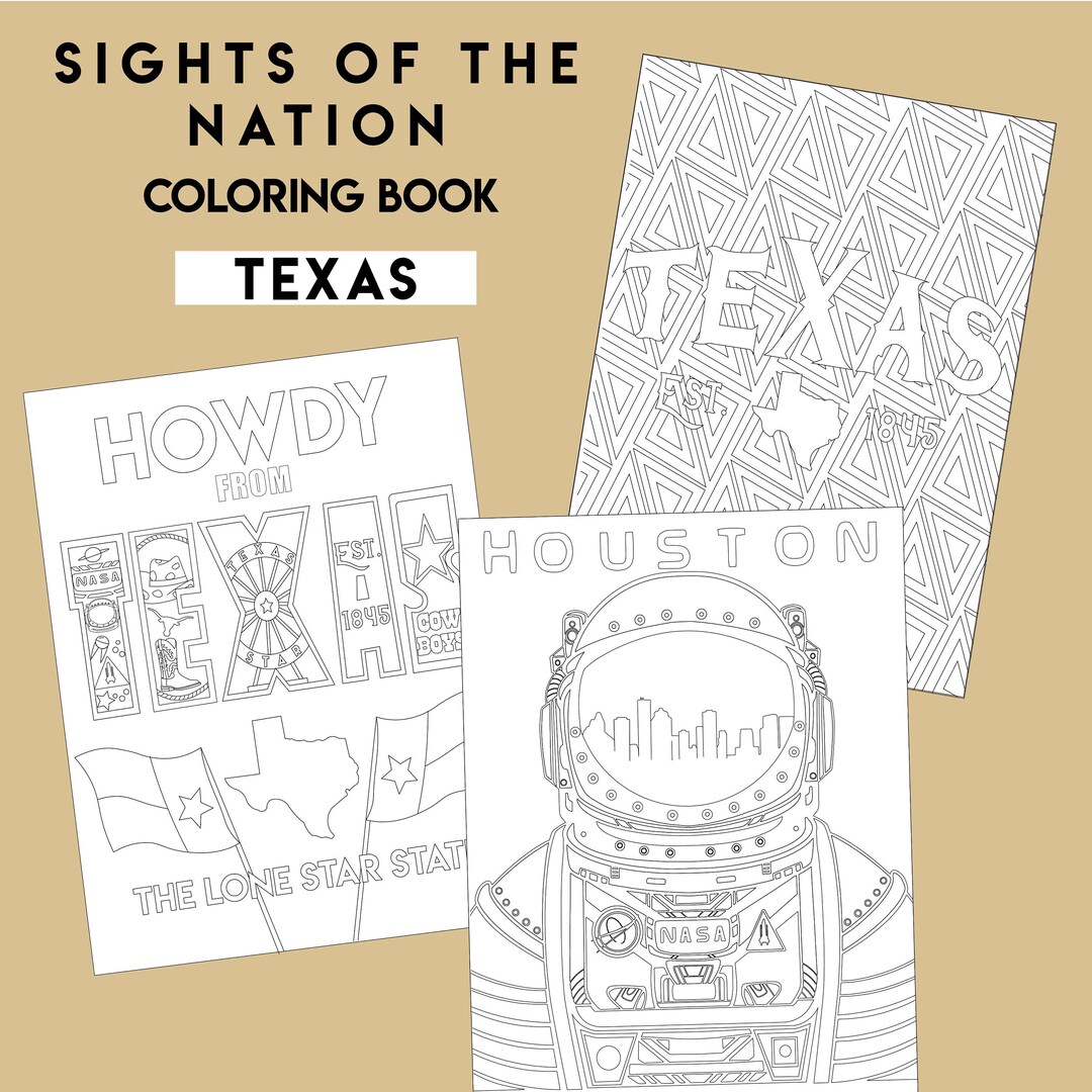 Texas Coloring Book Adult Coloring Book Pages Tourist Gift State of ...